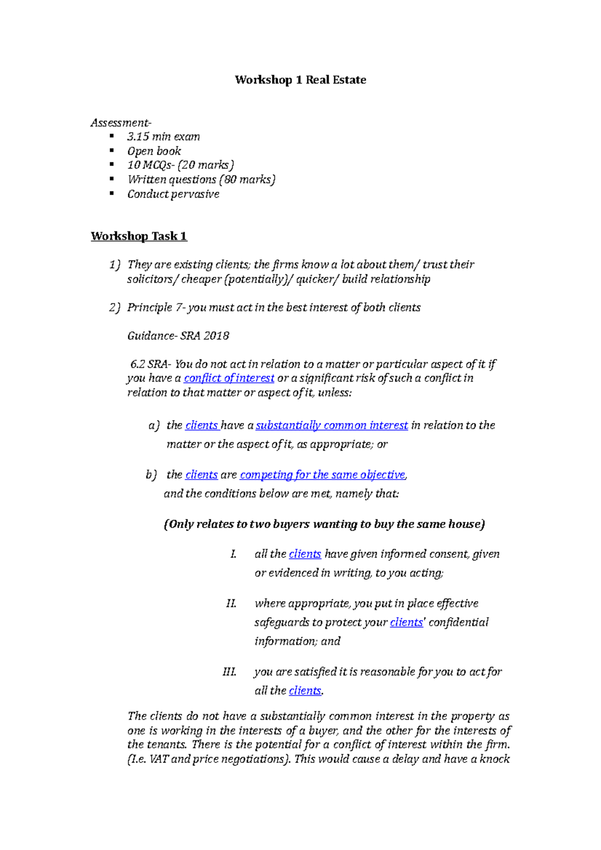 Workshop 1 Real Estate - Workshop 1 Real Estate Assessment- 3 min exam ...