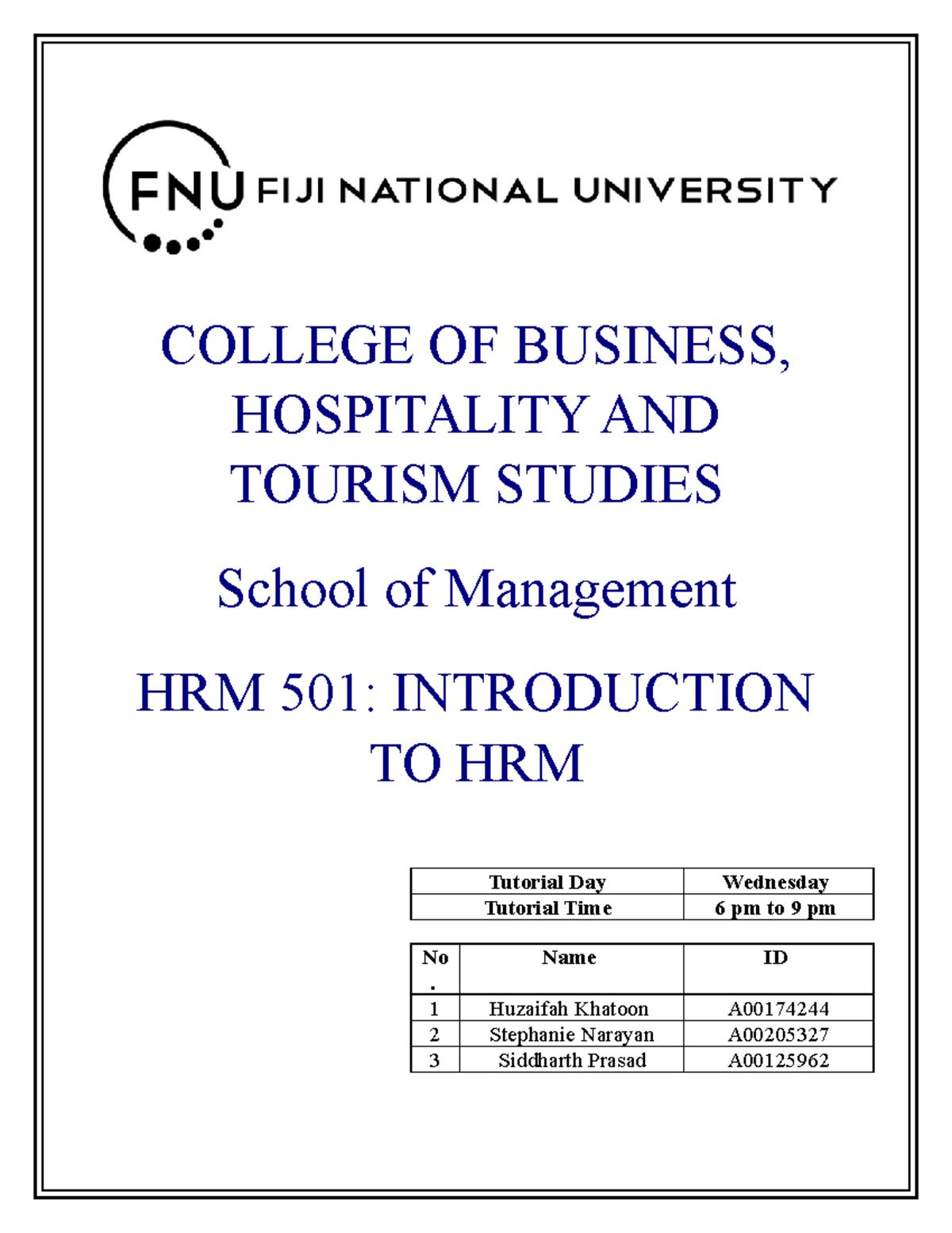Assessment 3 - Major Project HRM 501 FInal Copy - COLLEGE OF BUSINESS ...