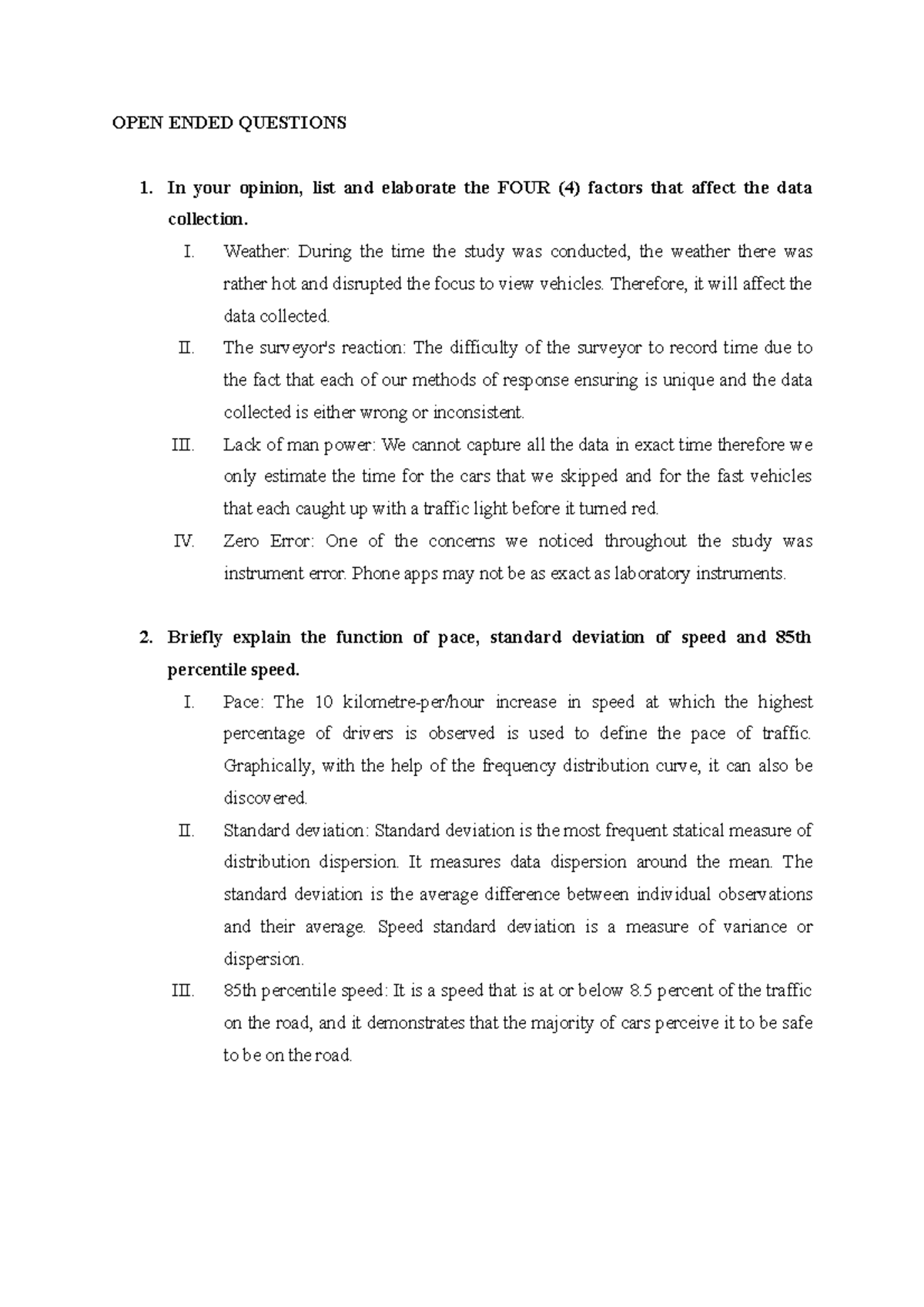 OPEN Ended Questions - use - OPEN ENDED QUESTIONS In your opinion, list ...