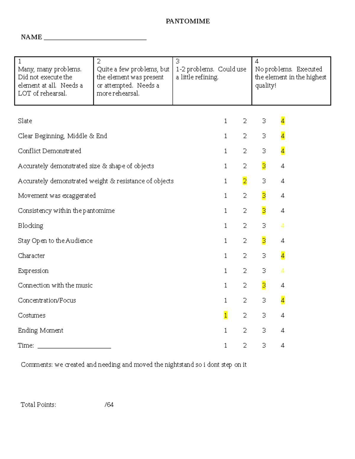 Caleb Faba - pantomime rubric number rubric - PANTOMIME NAME 1 Many ...