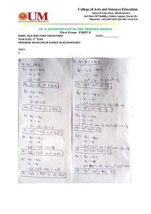 MMW Activity ULO 1a LETS Analyze - Mathematics for the modern world - MMW (GE 4)-ACTIVITY 1-LET ...