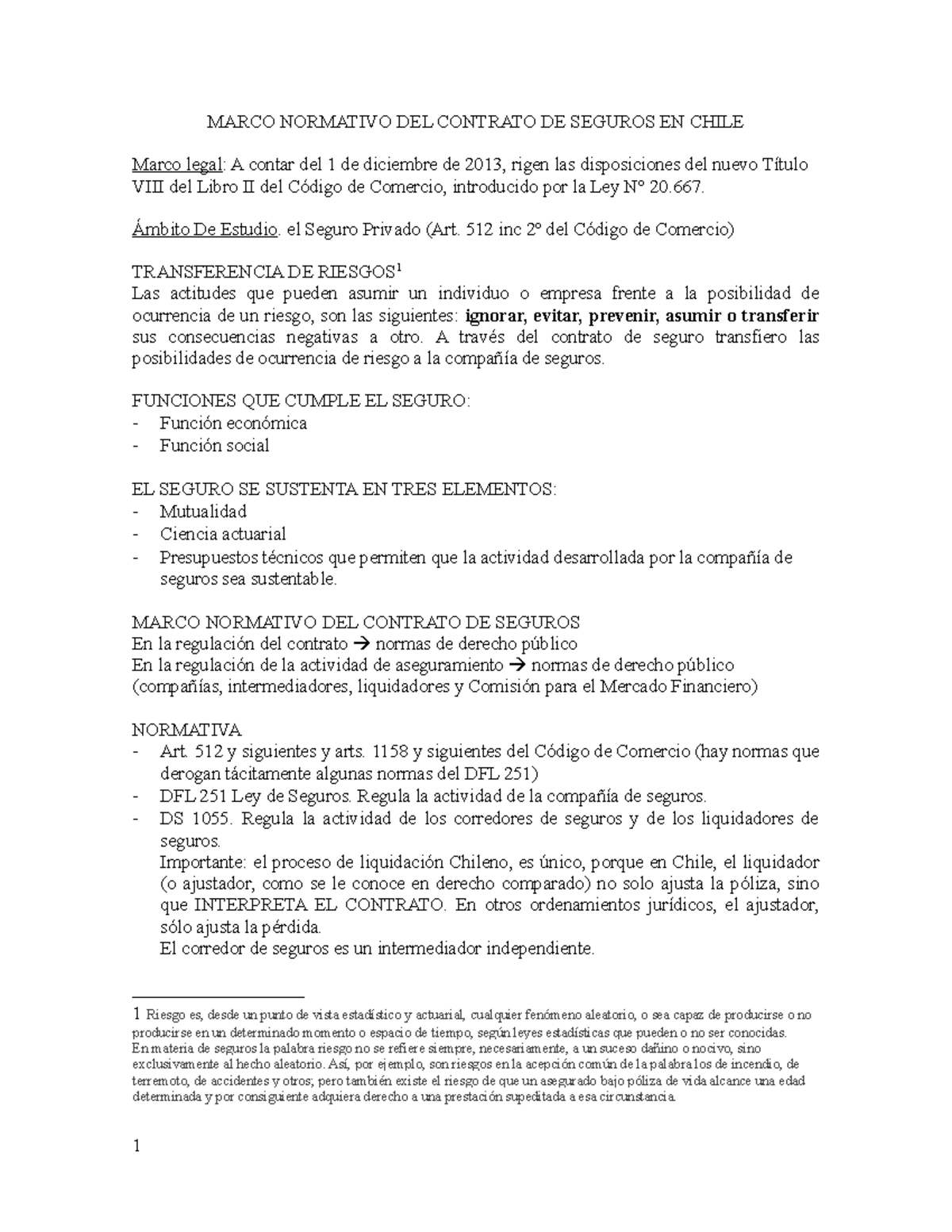Marco Normativo del Contrato de Seguros en Chile - MARCO NORMATIVO DEL CONTRATO DE SEGUROS EN ...