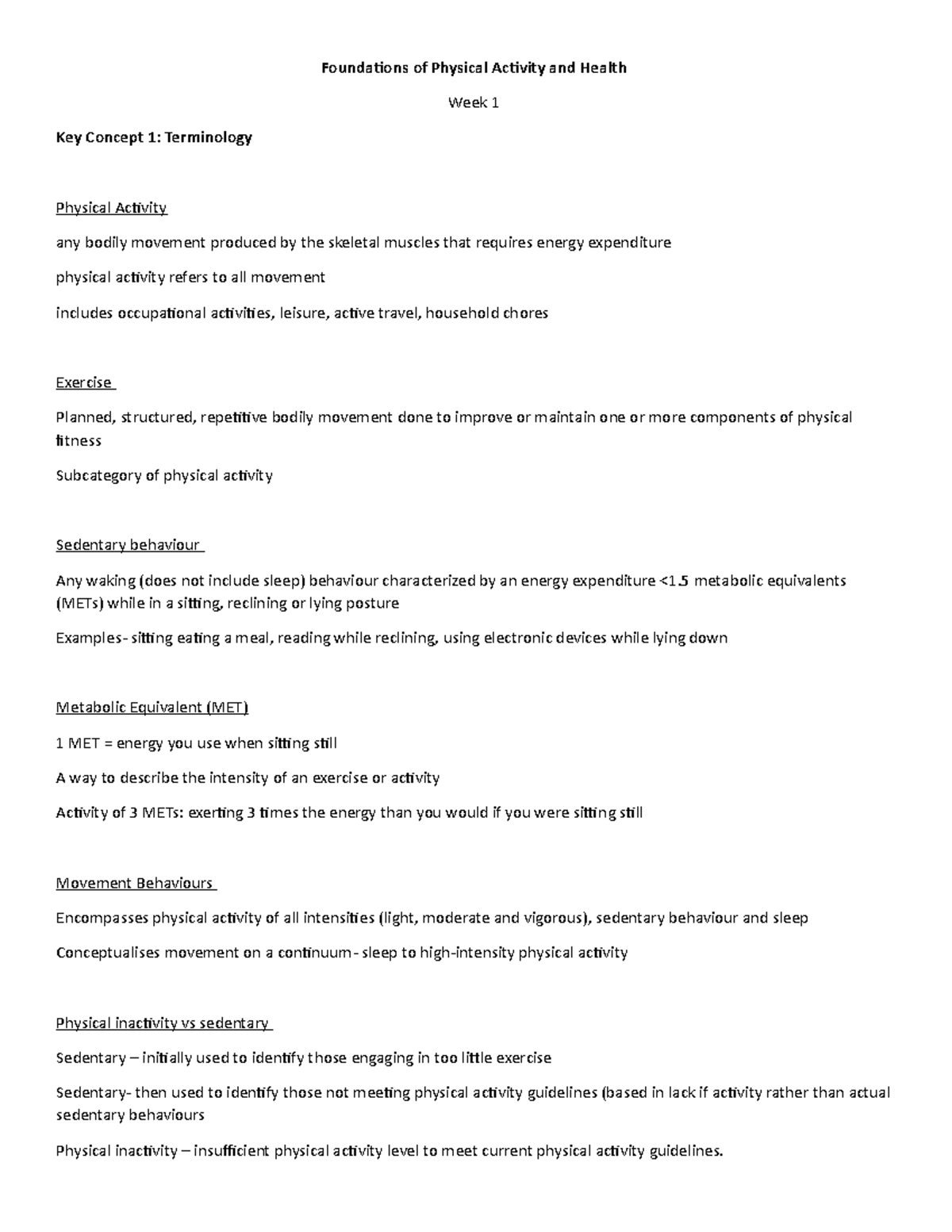 Lecture notes about FPAH - Foundations of Physical Activity and Health ...