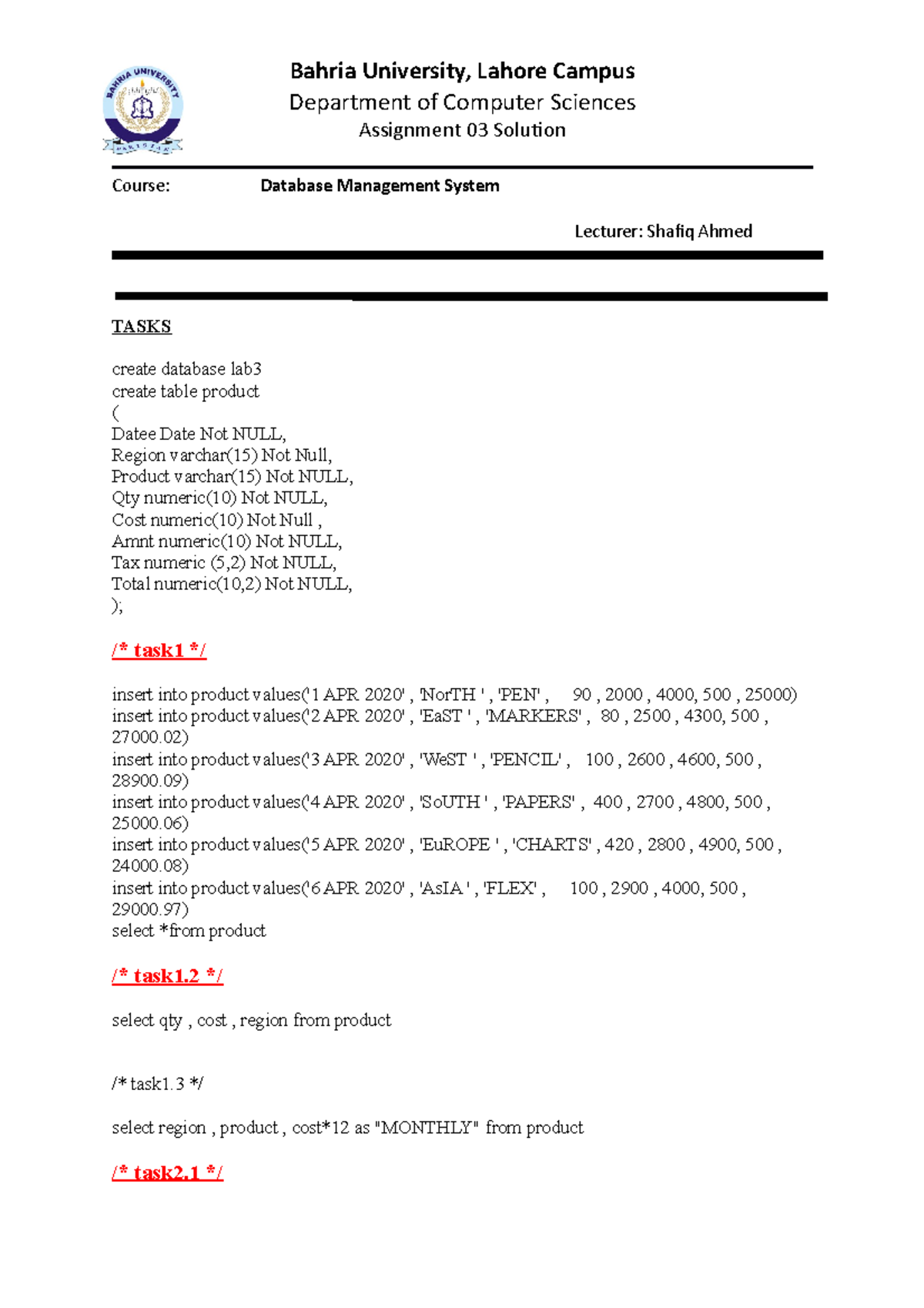 AS S 3 06012022 033457 pm - Bahria University, Lahore Campus Department ...