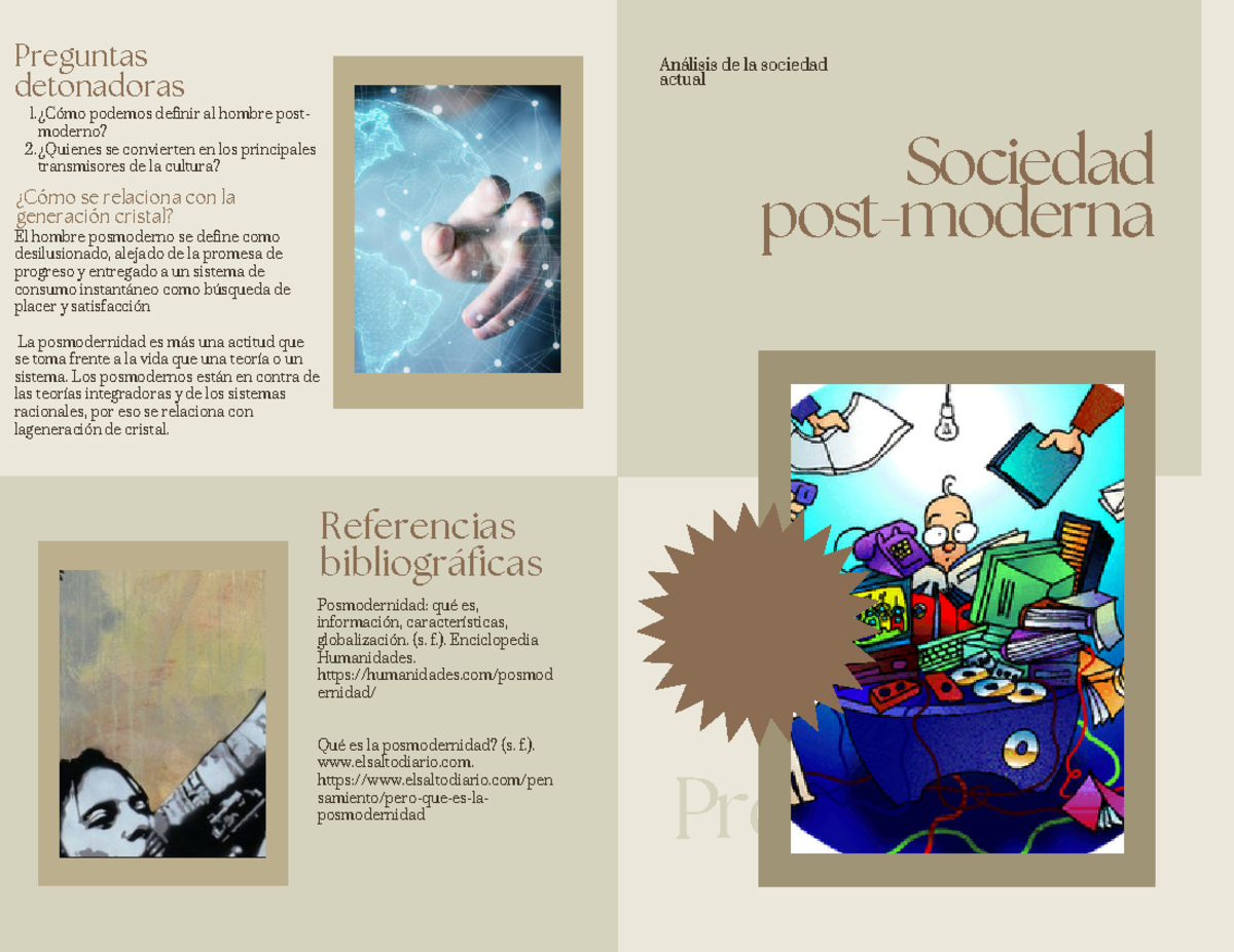 Sociedad postmoderna - Proyecto Sociedad post-moderna ¿Cómo podemos ...