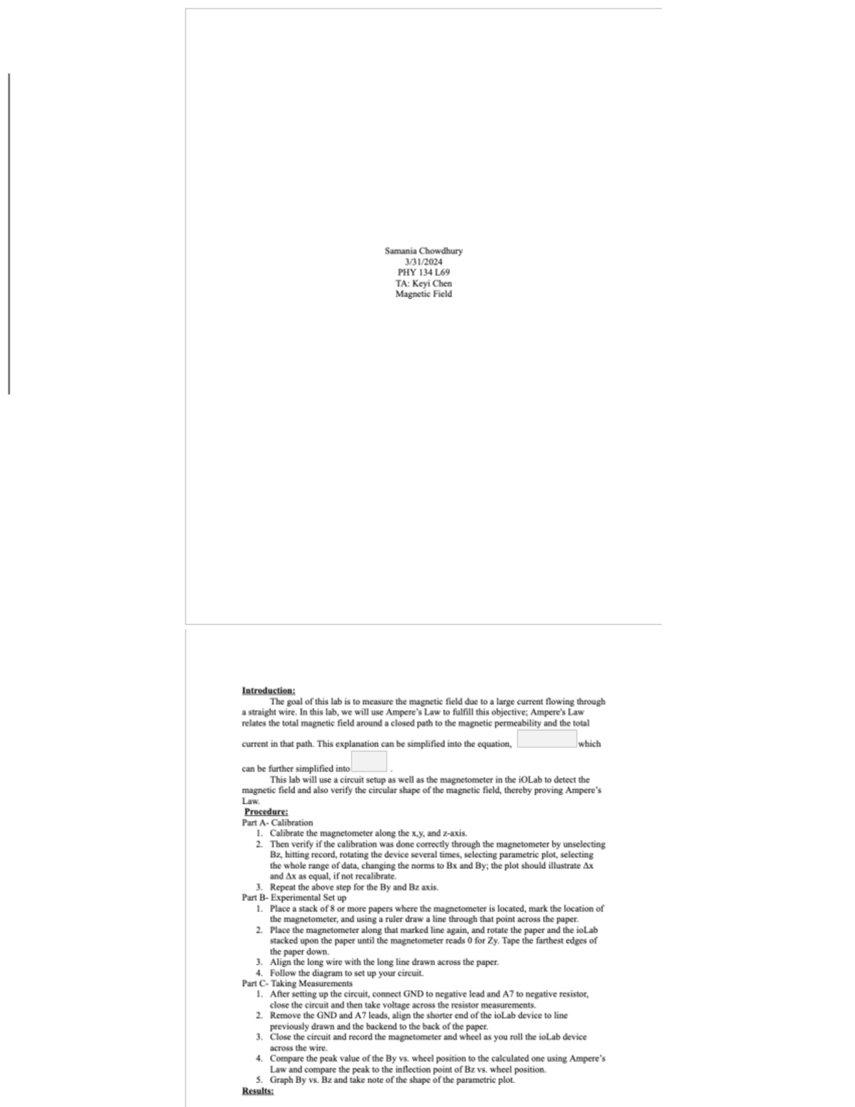 Magnetic field phy134 l69 - PHY 134 - Studocu
