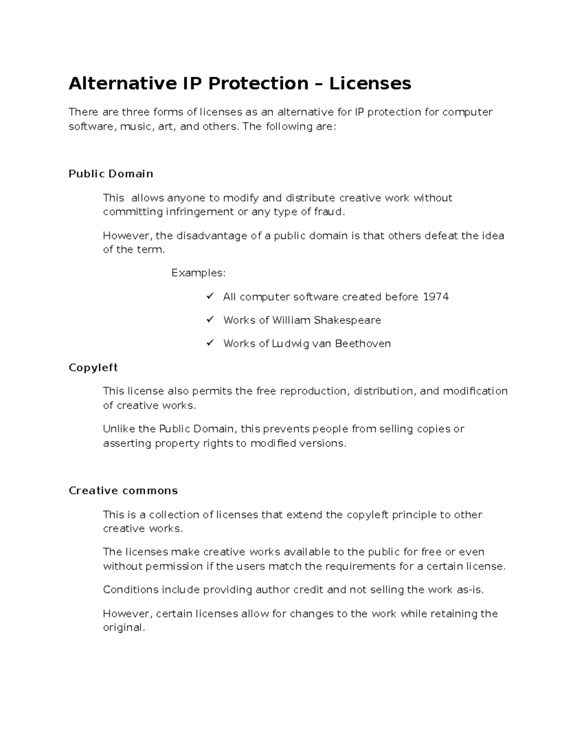 Alternative IP Protection – Licenses - Alternative IP Protection ...