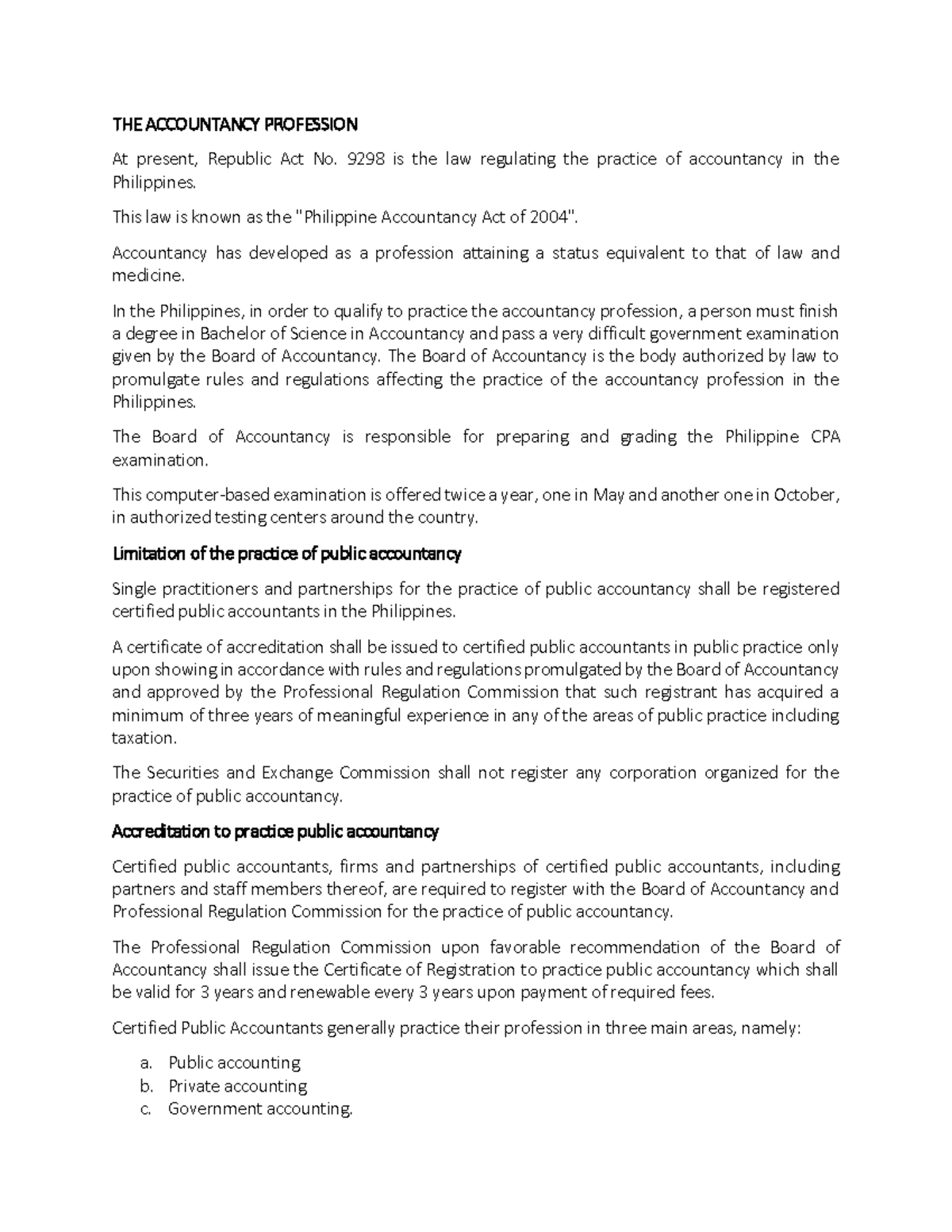 THE Accountancy Profession - THE ACCOUNTANCY PROFESSION At present ...