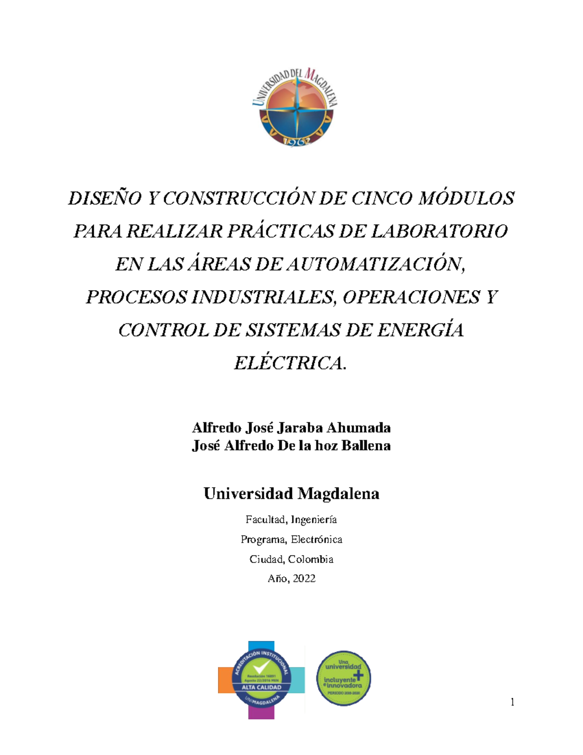 Diseño Y Construcción DE Cinco Módulos - DISEÑO Y CONSTRUCCIÓN DE CINCO ...