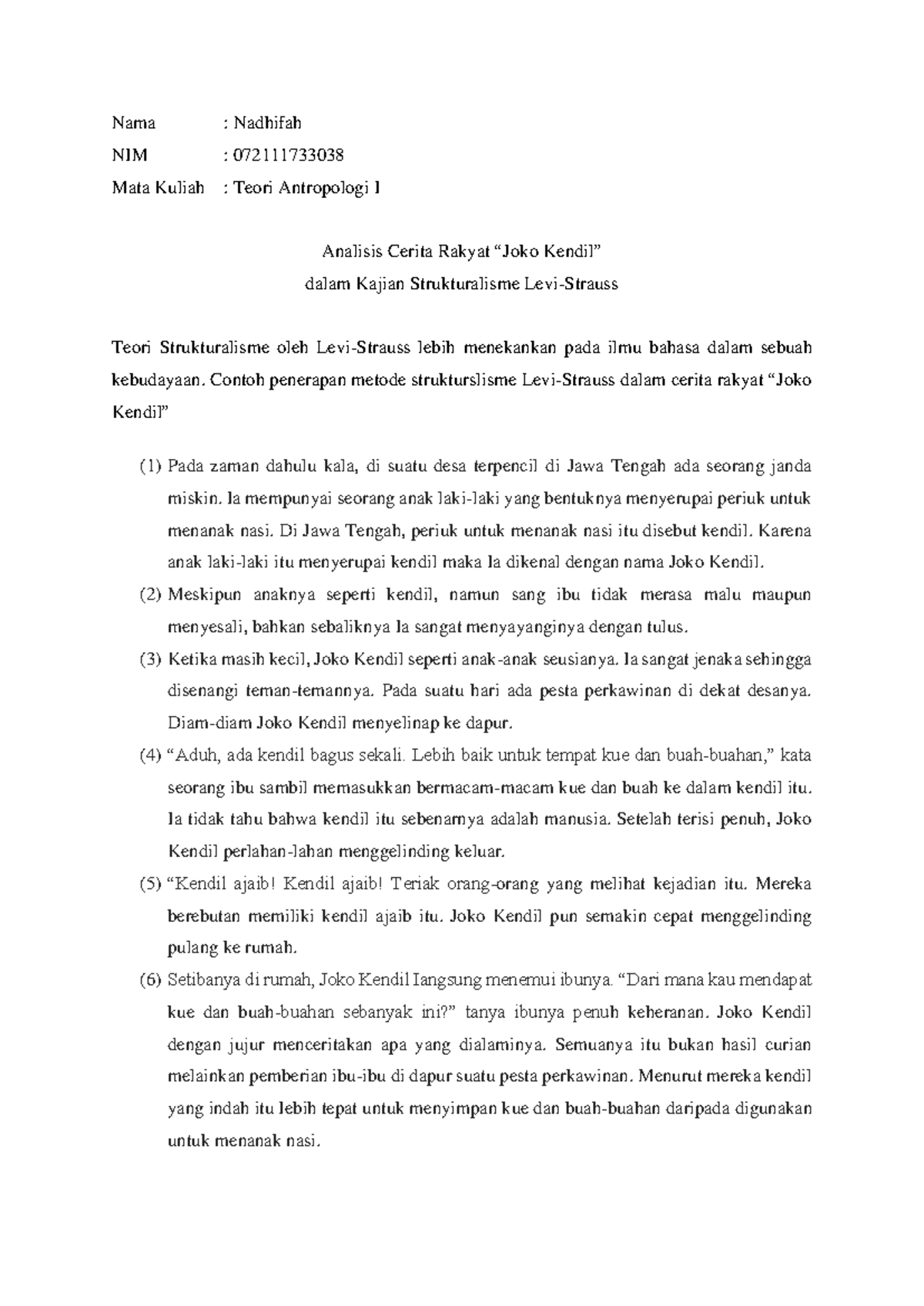 Analisis Cerita Rakyat - Contoh penerapan metode strukturslisme Levi ...