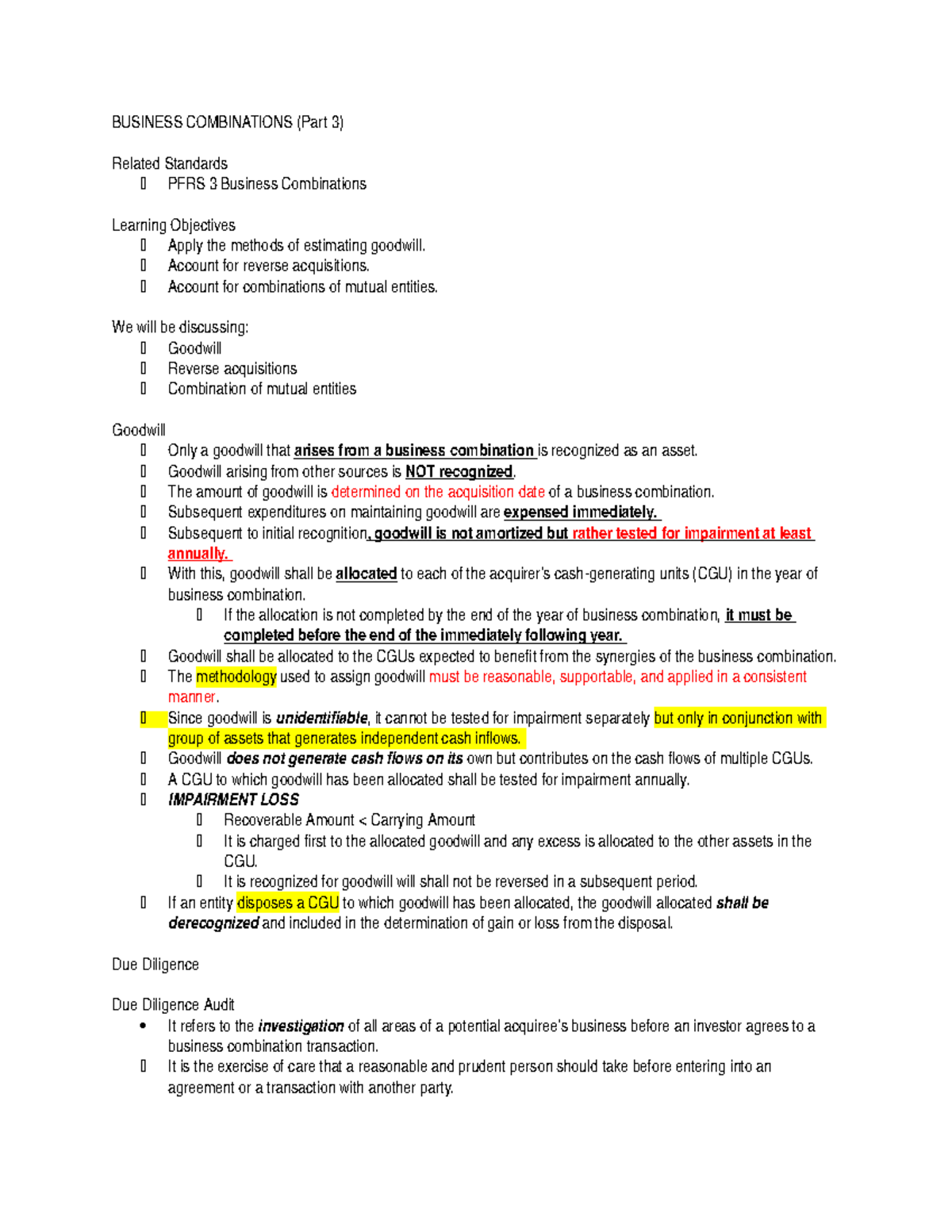 Chapter 3-Business Combination - Accounting - Studocu