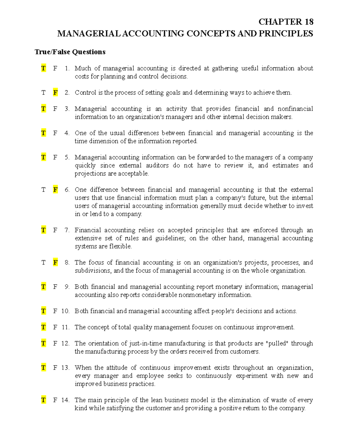 18 Managerial Accounting Concepts and Pr - CHAPTER 18 MANAGERIAL ...