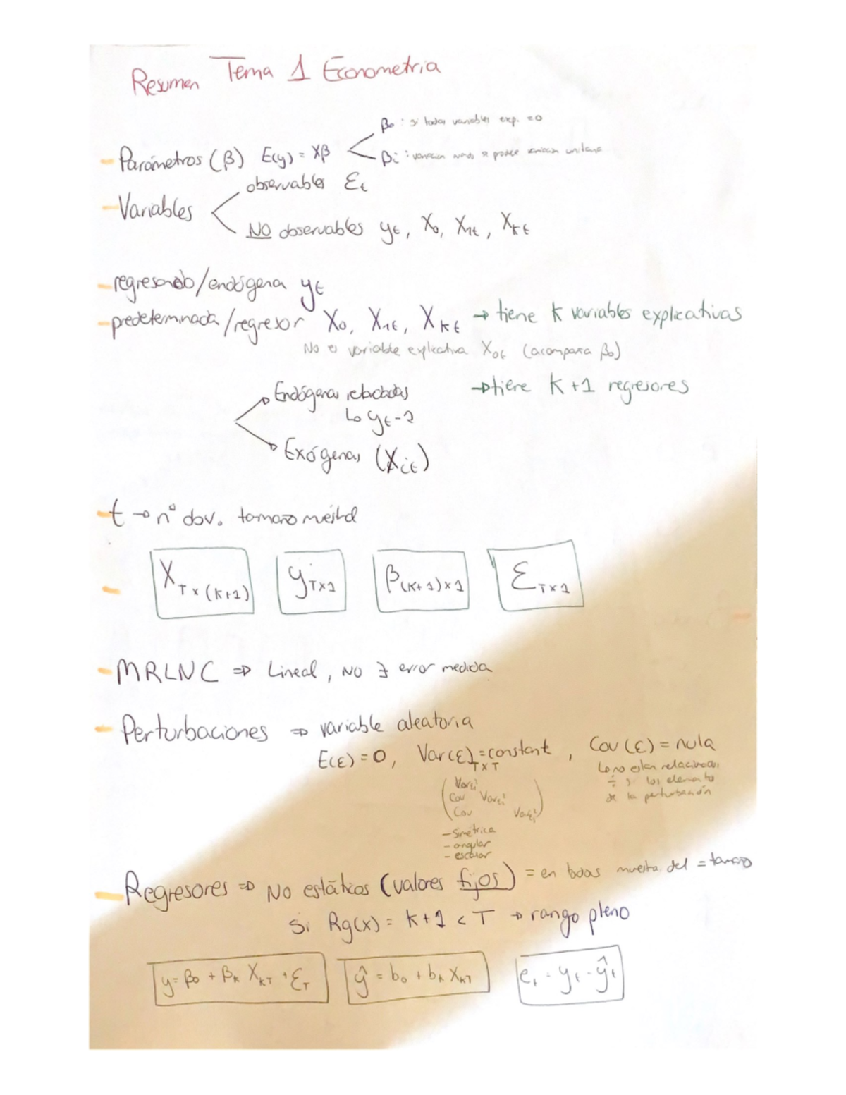 Resumen tema 1 - Econometría I - Studocu