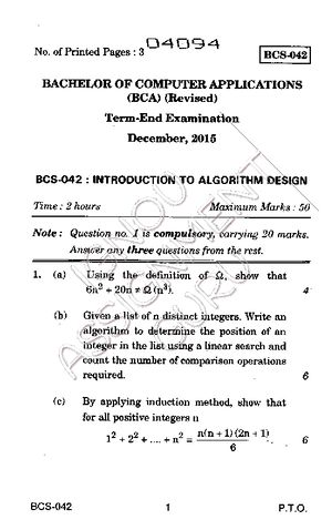 BCS 042 previous year question papers by ignouassignmentguru - No. of ...