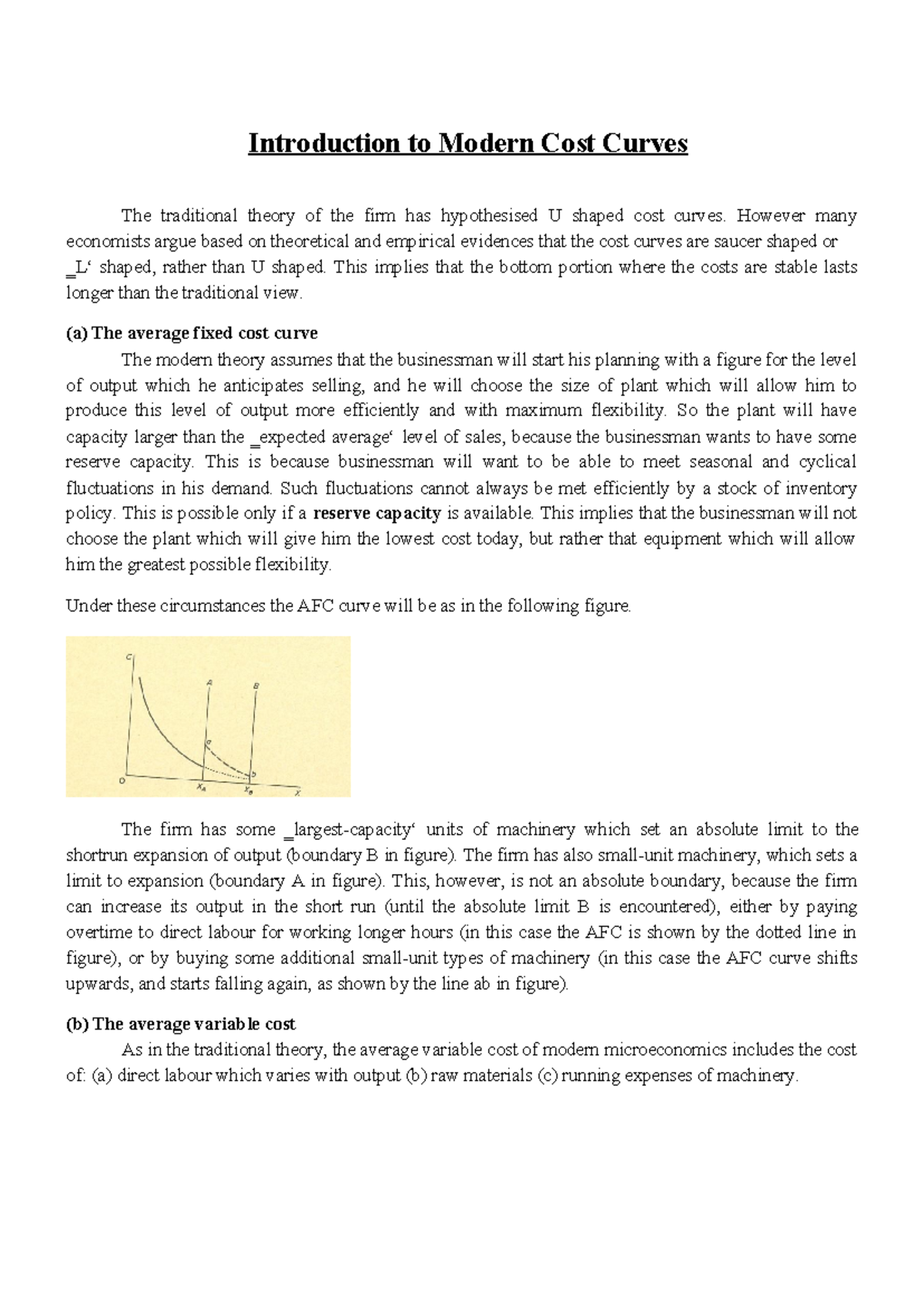 Modern Cost Curves - Introduction to Modern Cost Curves The traditional ...