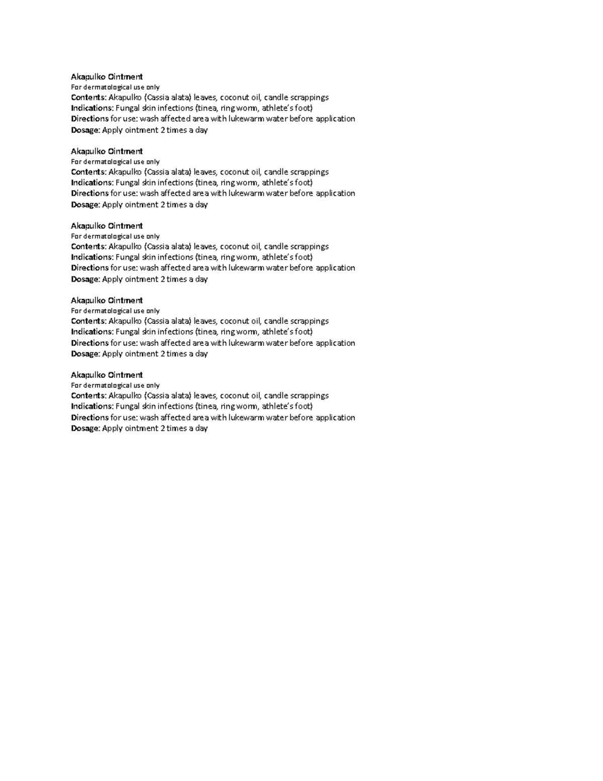 Akapulko Ointment - Akapulko Ointment For dermatological use only ...