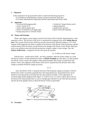 Lab Summary 1 - Lab report covering the "Equipotential Lines" lab ...