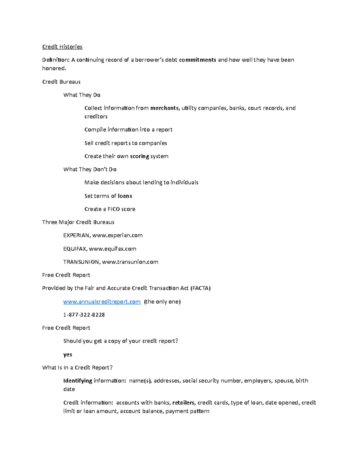 6 Credit Histories and Scores - Credit Histories Definition: A ...