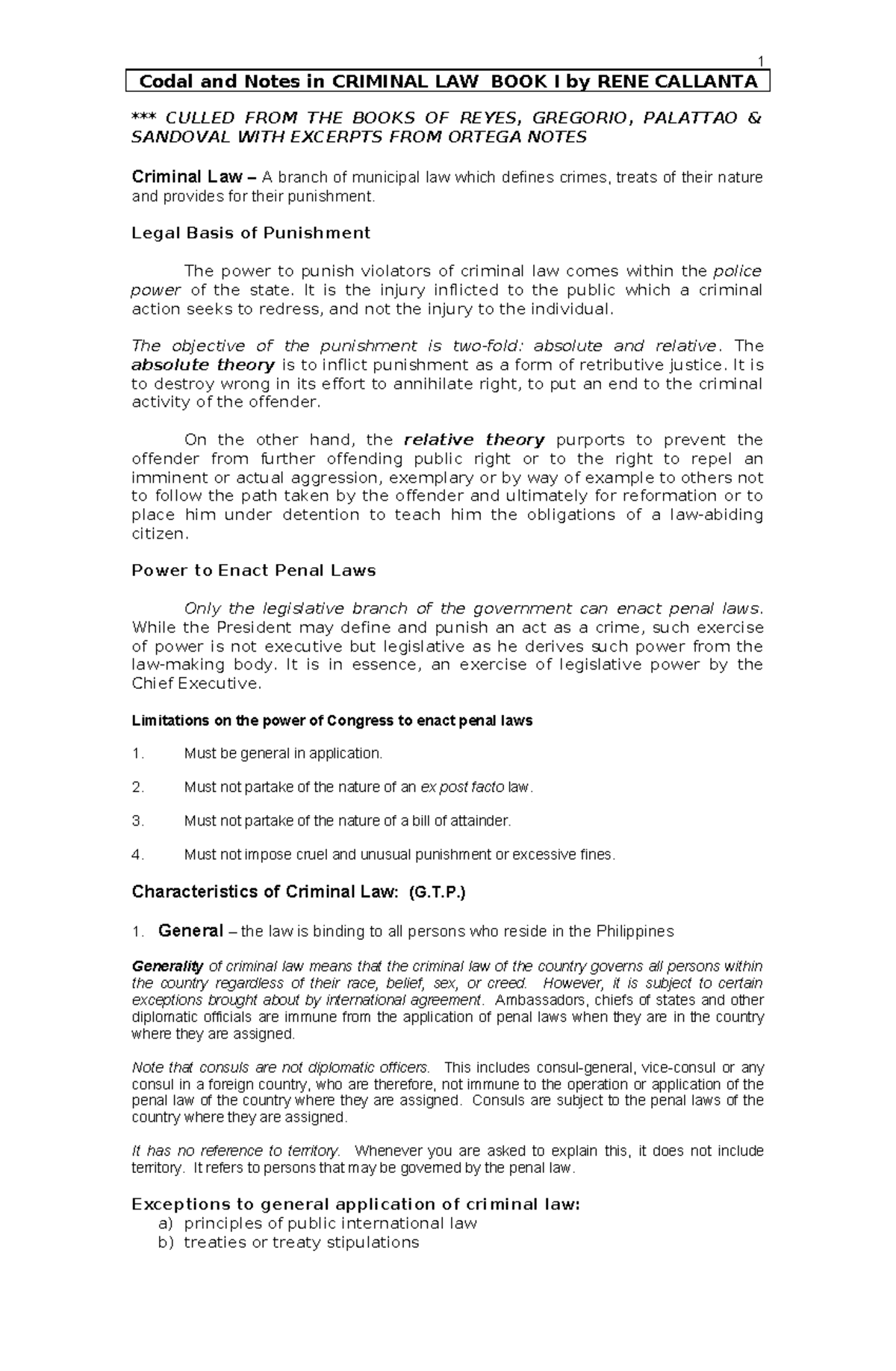 Criminal Law - Callanta - Codal and Notes in CRIMINAL LAW BOOK I by ...