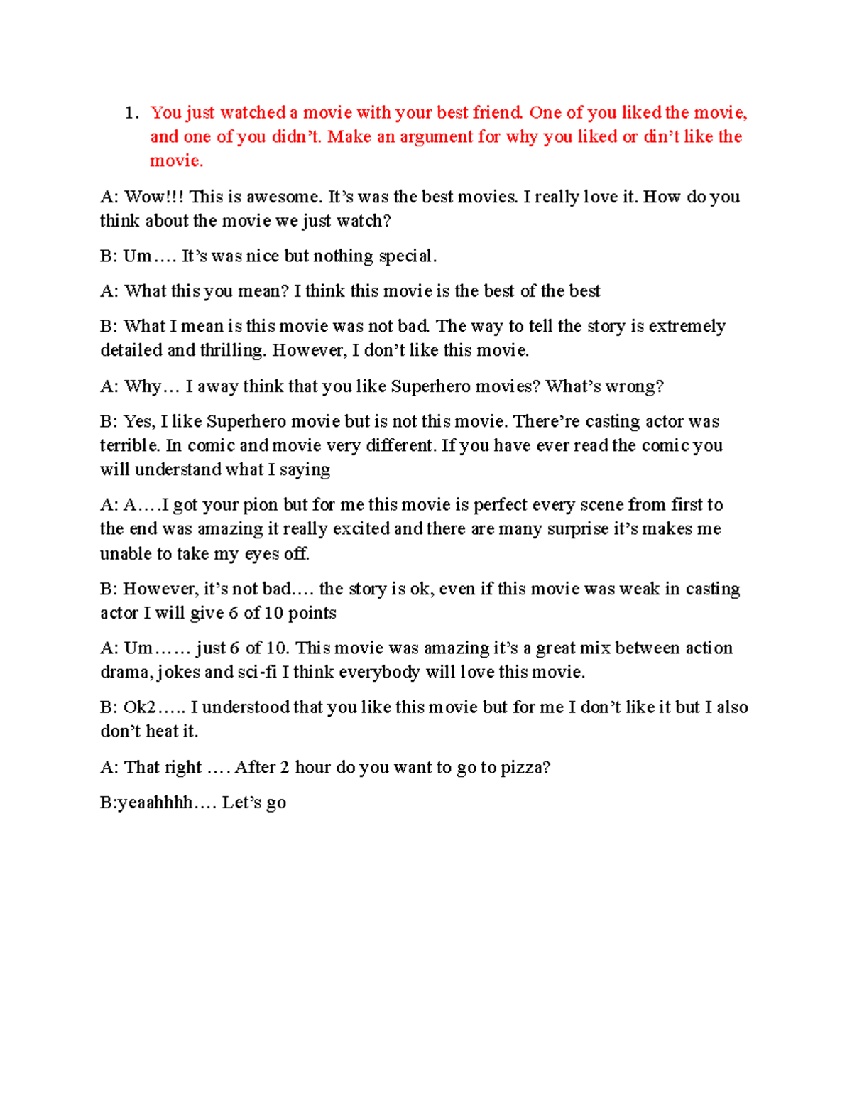 Speaking-4 - Hello all you can you this file for test your skills - You ...