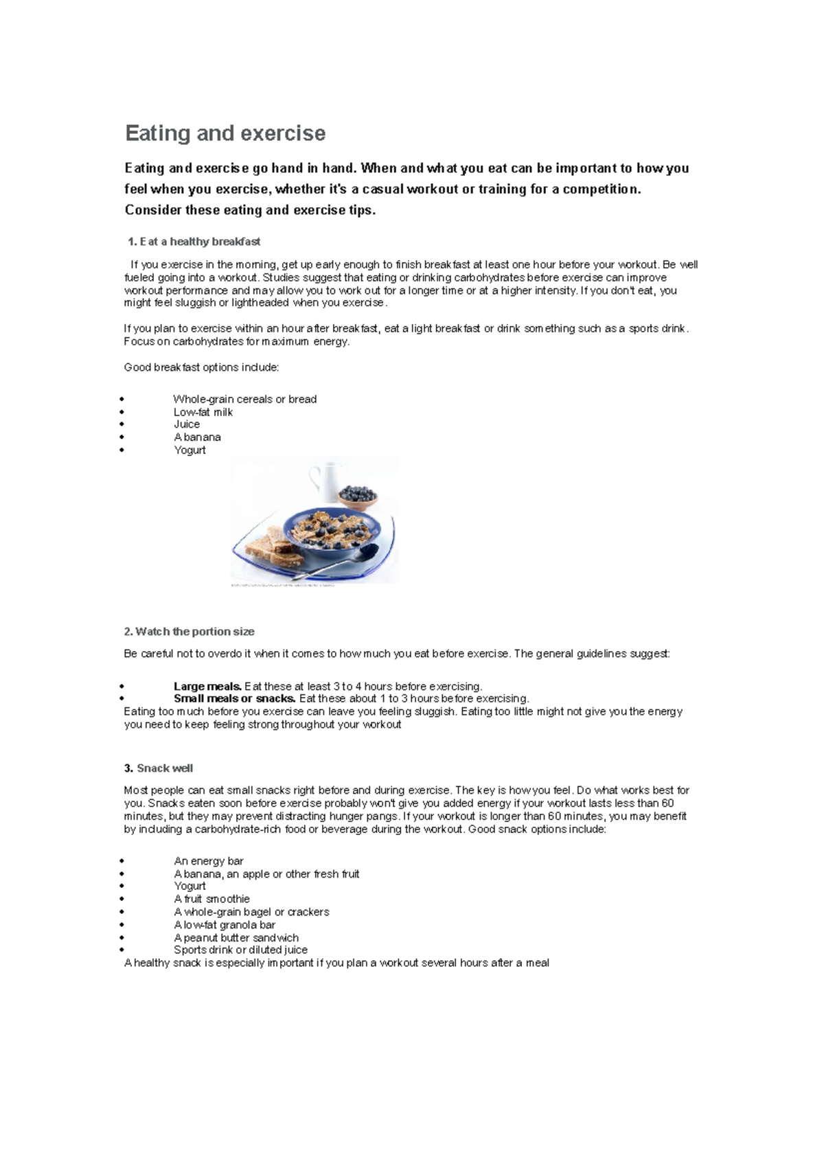 Nutrition Reporting - PHYSICAL EDUCATION - Eating and exercise Eating ...