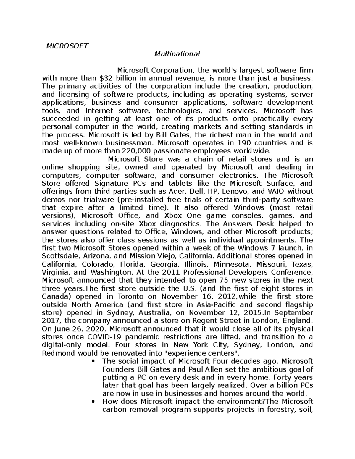 Eliang-CASE Study - SSSSSSS - MICROSOFT Multinational Microsoft ...