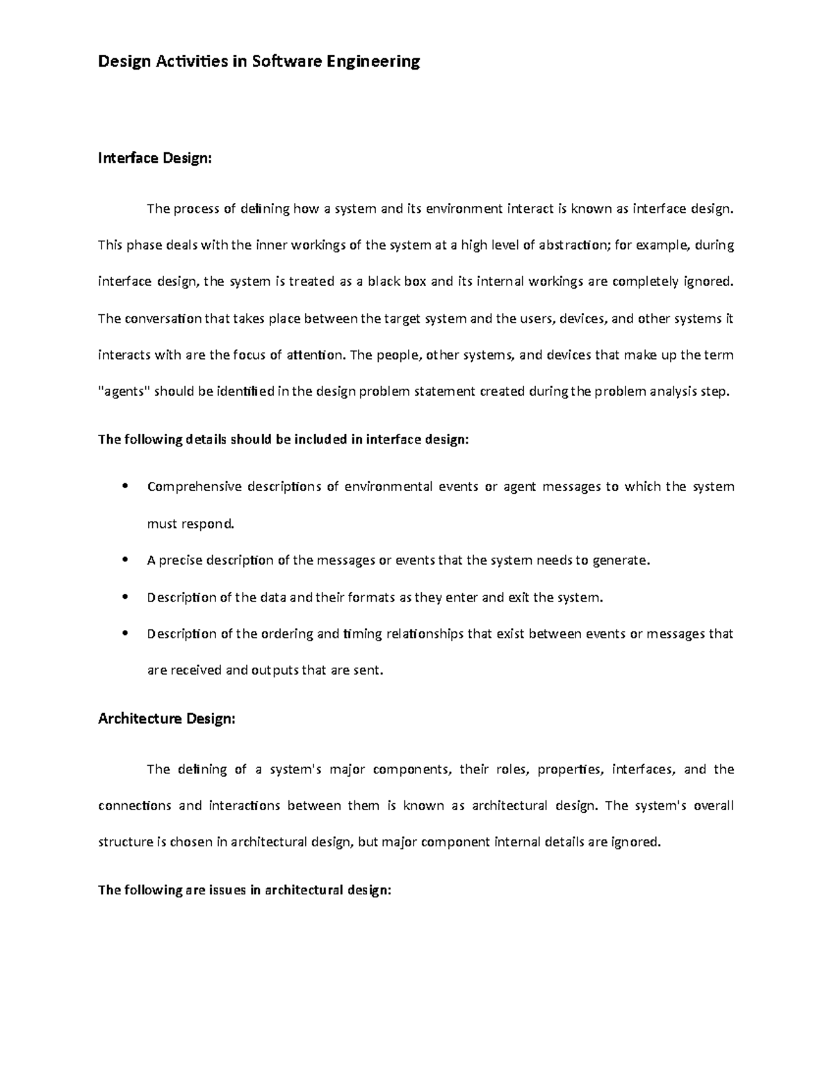 Design Activities in Software Engineering - Design Activities in ...