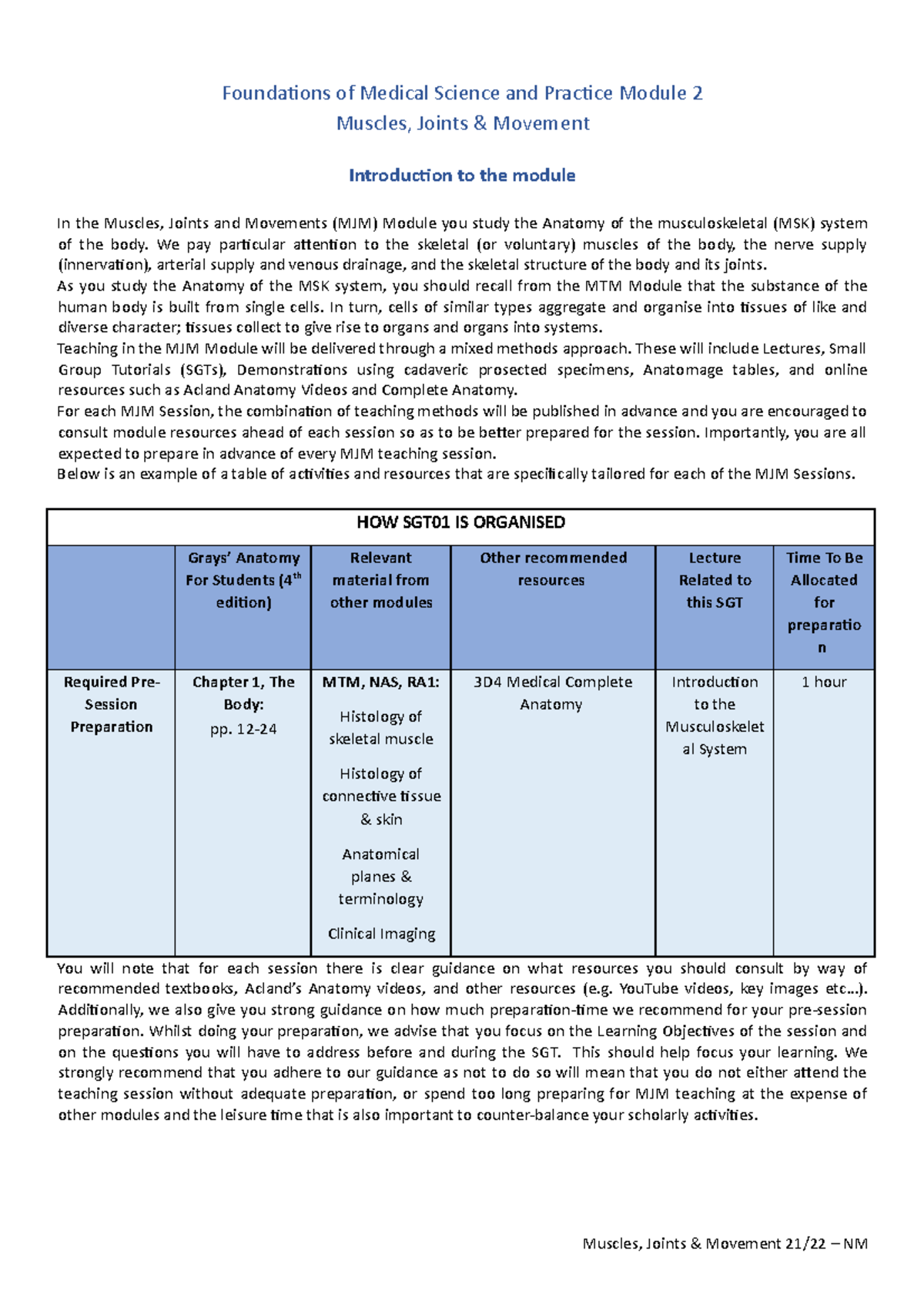 SGT01 Canvas worksheet - Introduction to musculoskeletal anatomy ...