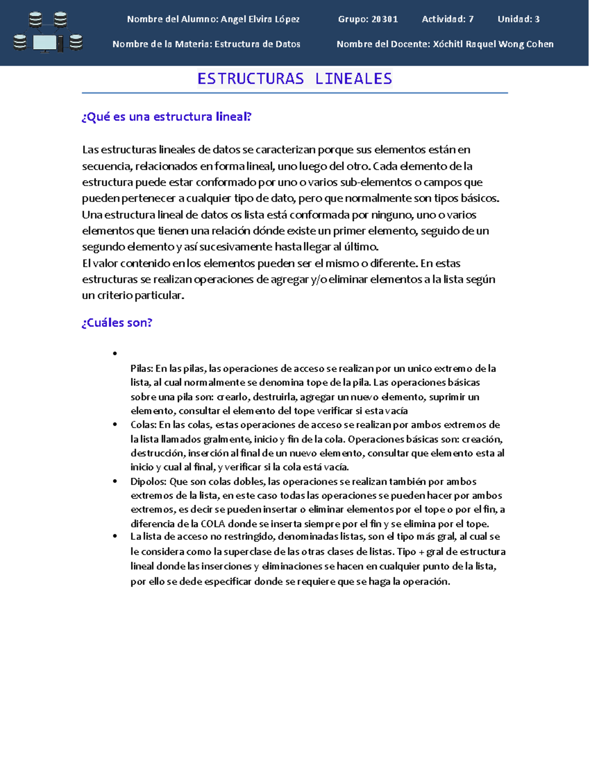 246606773 Caracteristicas de Las Estructuras Lineales - ESTRUCTURAS ...