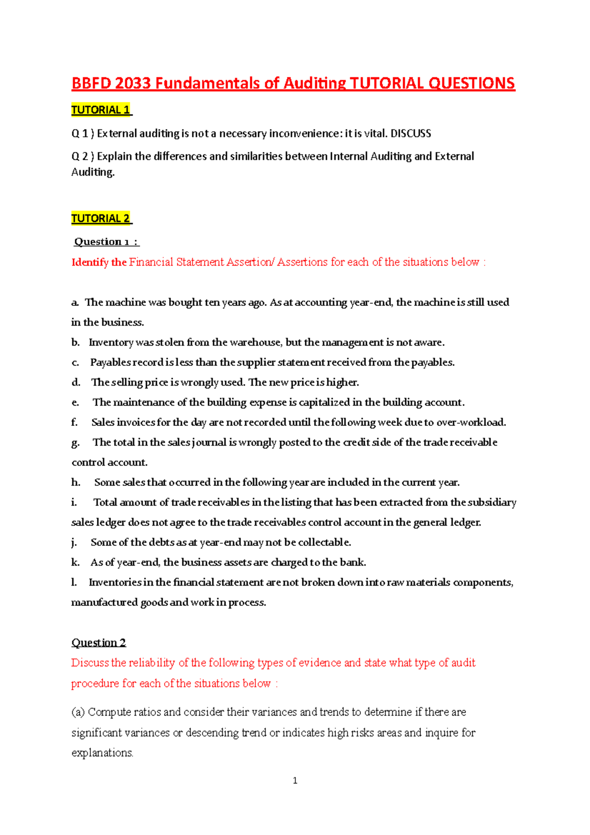 BBFD 2033 (202201) Tutorial Questions - BBFD 2033 Fundamentals of ...