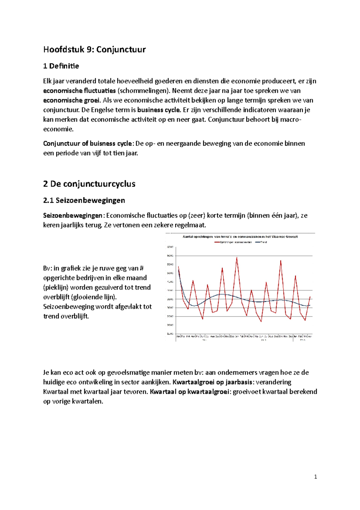 Bedrijfseconomie - Hoofdstuk 9 - Hoofdstuk 9: Conjunctuur 1 Definitie ...