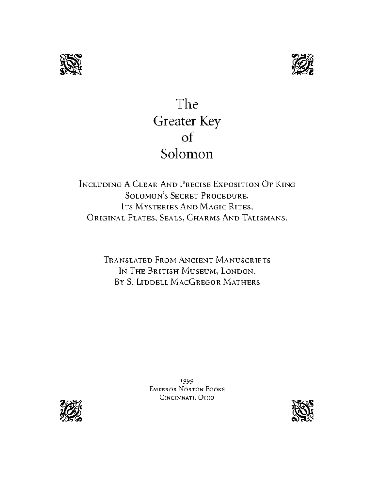 Greater Key of Solomon-1 - The Greater Key of Solomon Including A Clear And Precise Exposition ...
