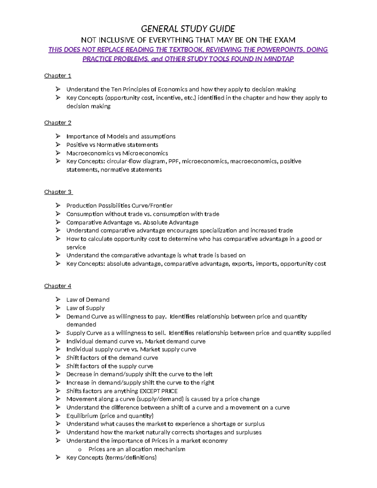 Exam 1 Study Guide - GENERAL STUDY GUIDE NOT INCLUSIVE OF EVERYTHING ...