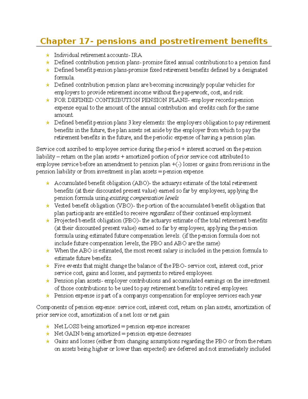 Chapter 17- pensions - Lecture notes 6 - Chapter 17- pensions and ...