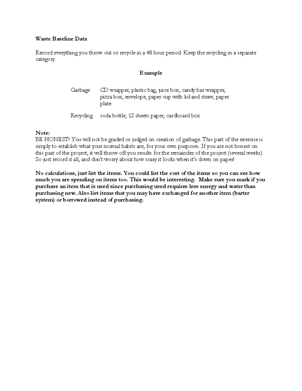 Waste+Baseline+Data+Sheet - Waste Baseline Data Record everything you ...