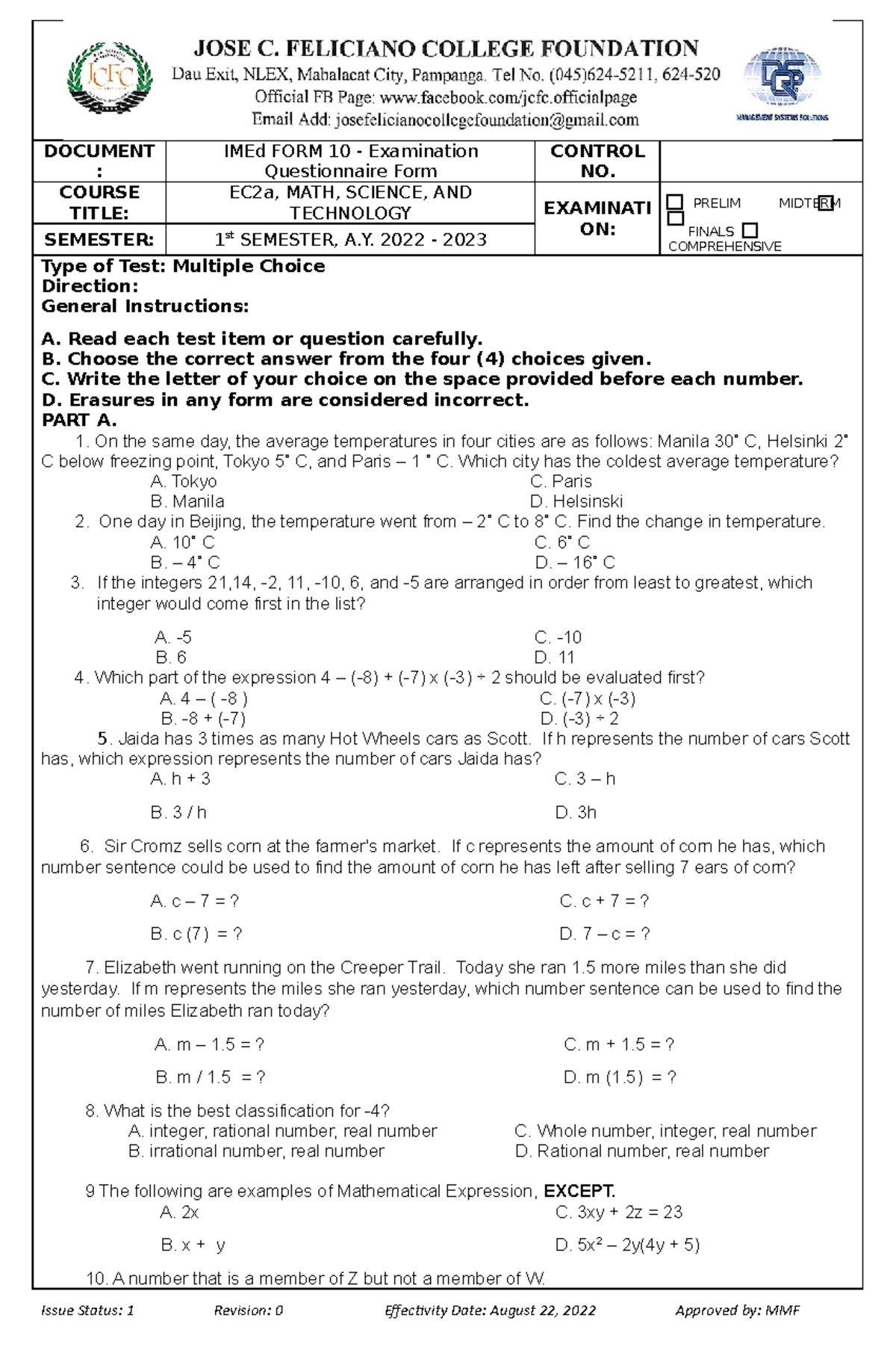 EC2A IMED - Noted in accounting - DOCUMENT : IMEd FORM 10 - Examination ...