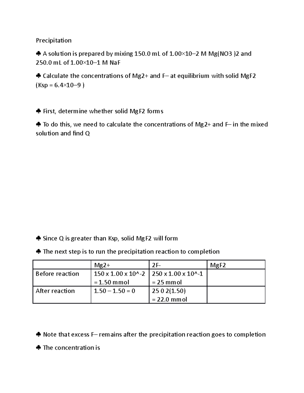 120 - Precipitation - practice exercise - Precipitation A solution is ...