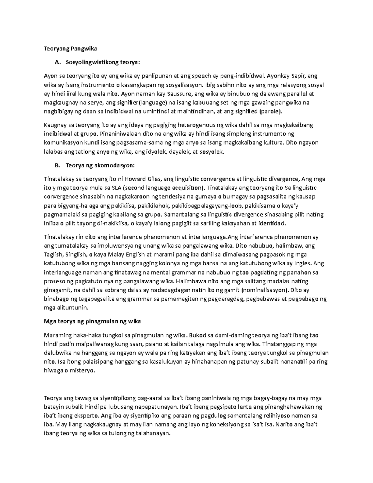 Teoryang pangwika - Ksjdkdjdk - Teoryang Pangwika A. Sosyolingwistikong ...