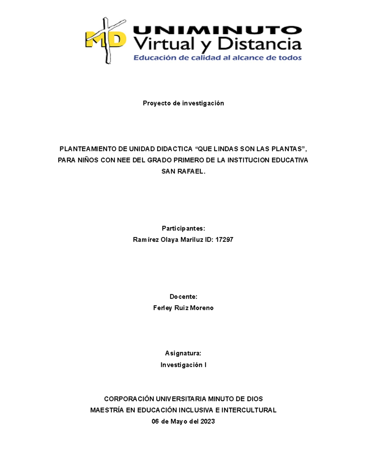 Ramirez-Mariluz -Proyecto de investigacion - Proyecto de investigación ...