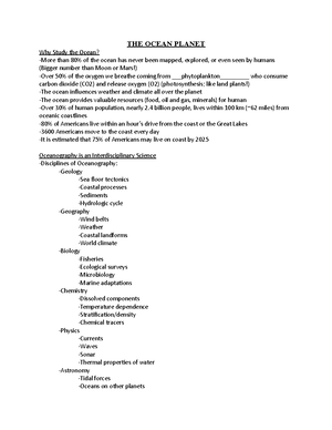 Oceanography 251 Test Review - Oceanography 251 Test Review # 70% of ...