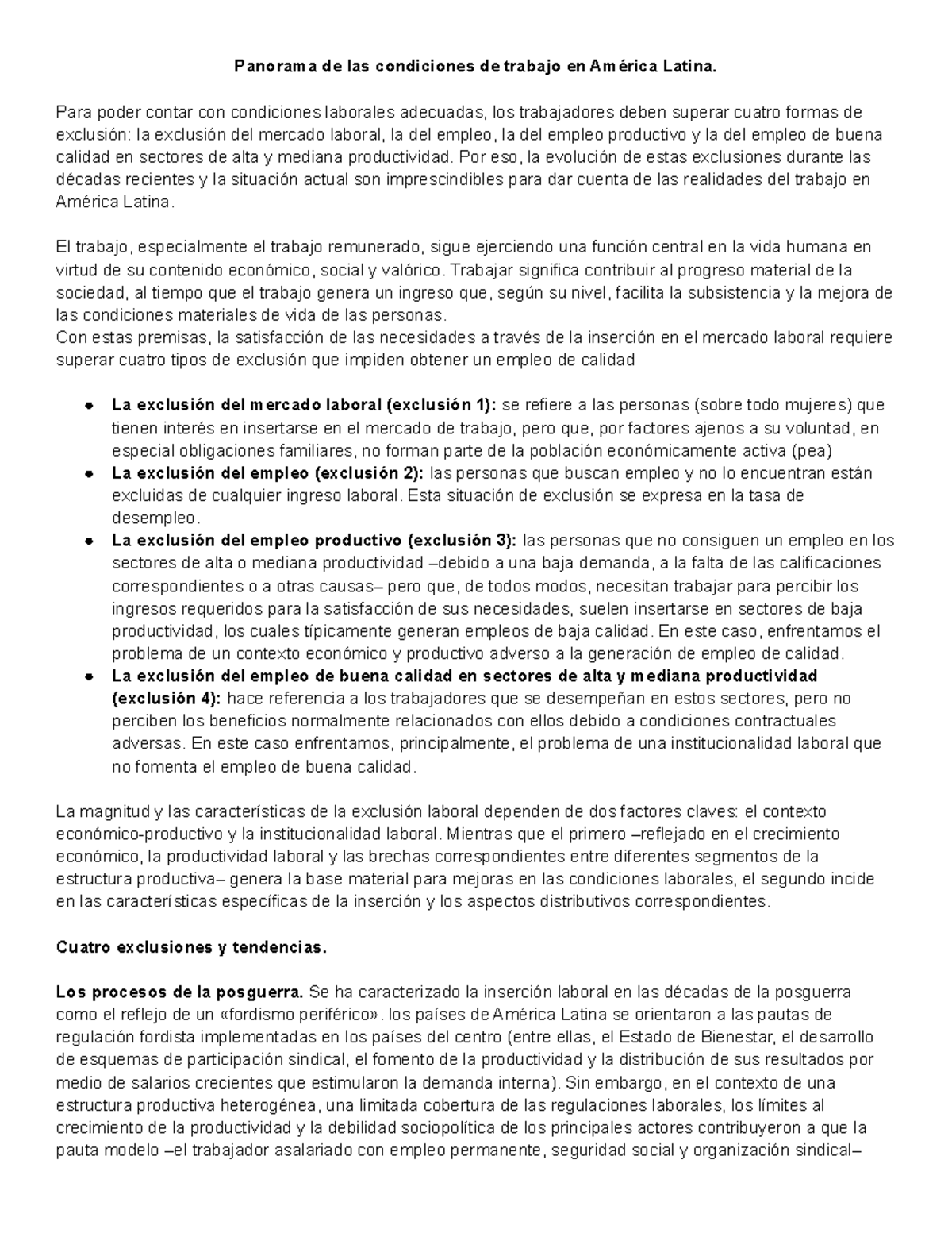 Resumen - Panorama de las condiciones de trabajo en América Latina ...