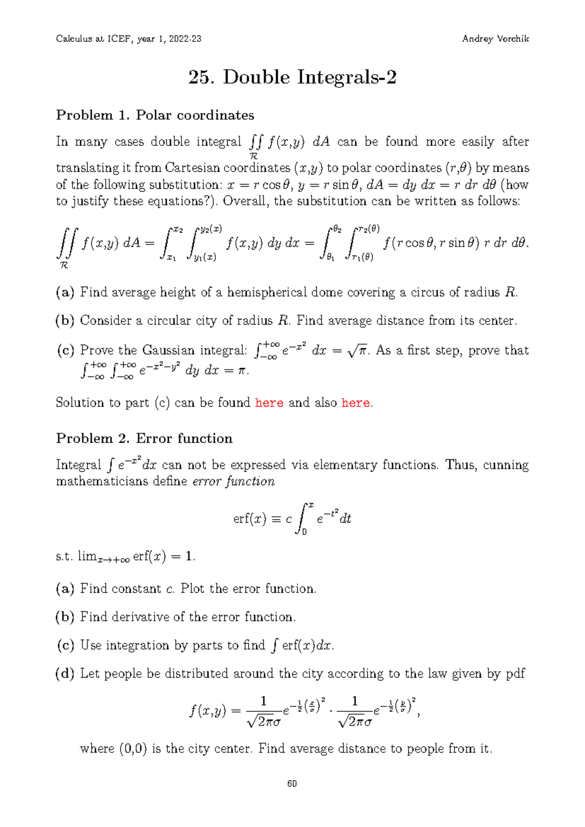 25. Double Integrals-2 - Calculus at ICEF, year 1, 2022-23 Andrey Vorchik 25. Double Integrals ...
