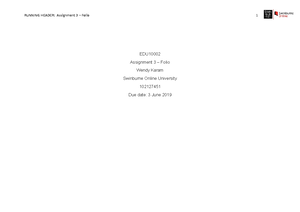 EDU10003 Assignment 2 Rebekah Reynolds - EDU10003 Assignment 2 Template Student Name: Rebekah ...