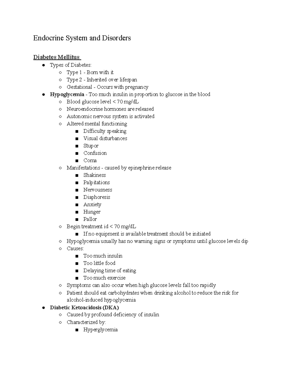 NURS 346 Endocrine System and Disorders - Endocrine System and ...