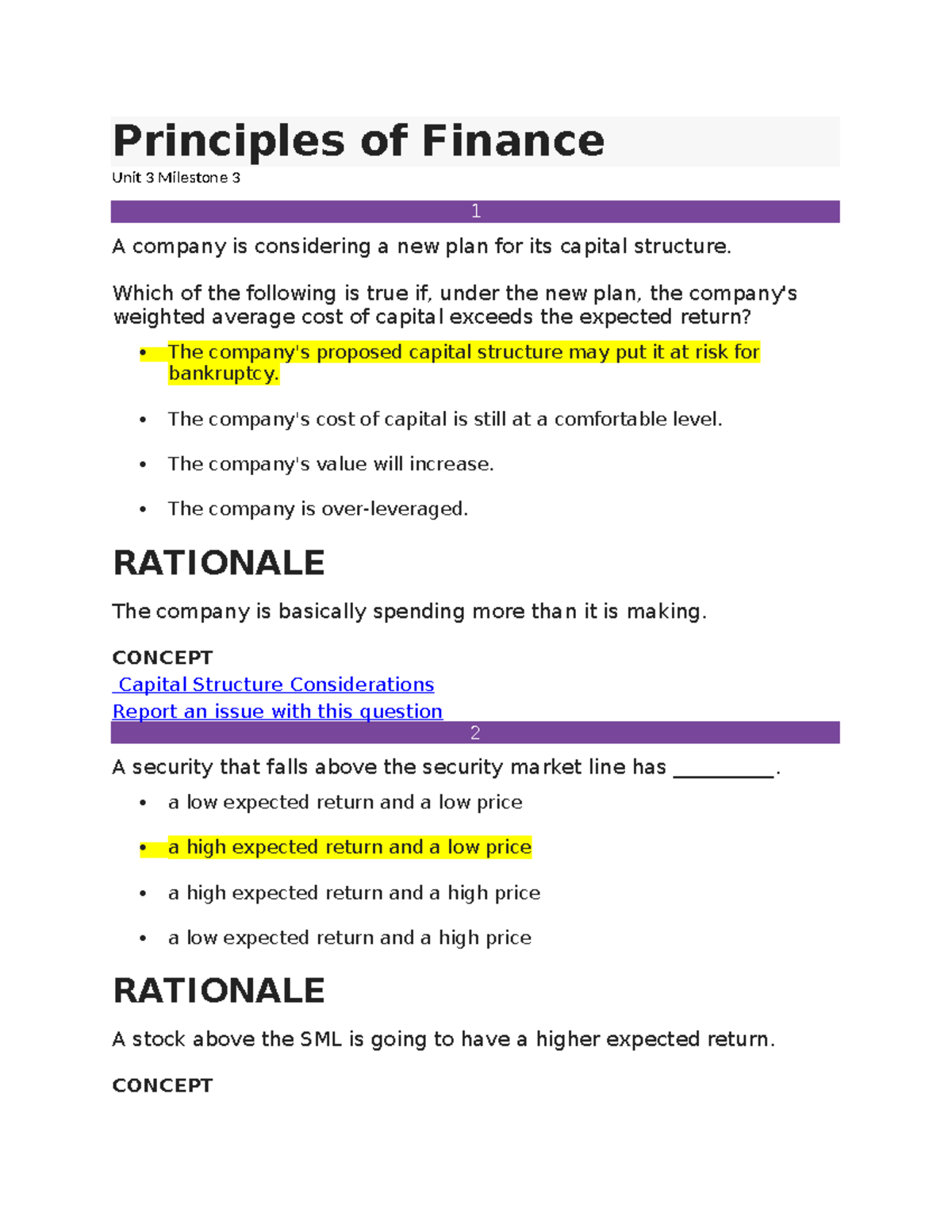 Principles of Finance Milestone 3 - Principles of Finance Unit 3 ...