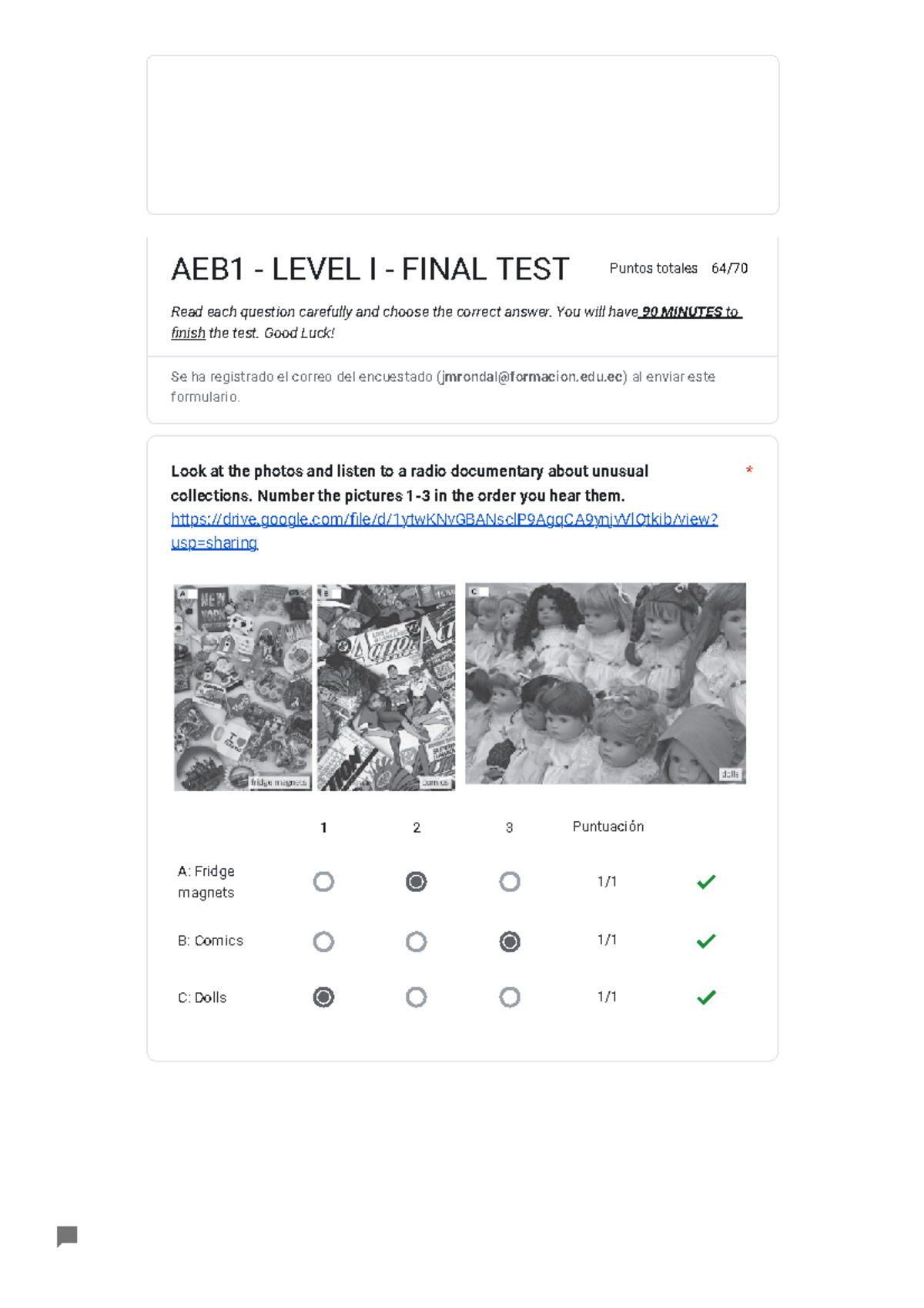 AEB1 - Level I - Final TEST-1 - AEB1 - LEVEL I - FINAL TEST Puntos ...