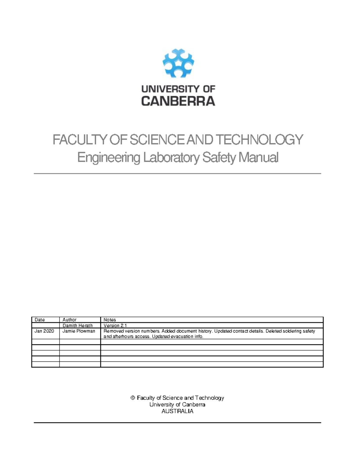 UC Engineering Undergraduate Laboratory Safety Manual Jan2020 - FACULTY ...