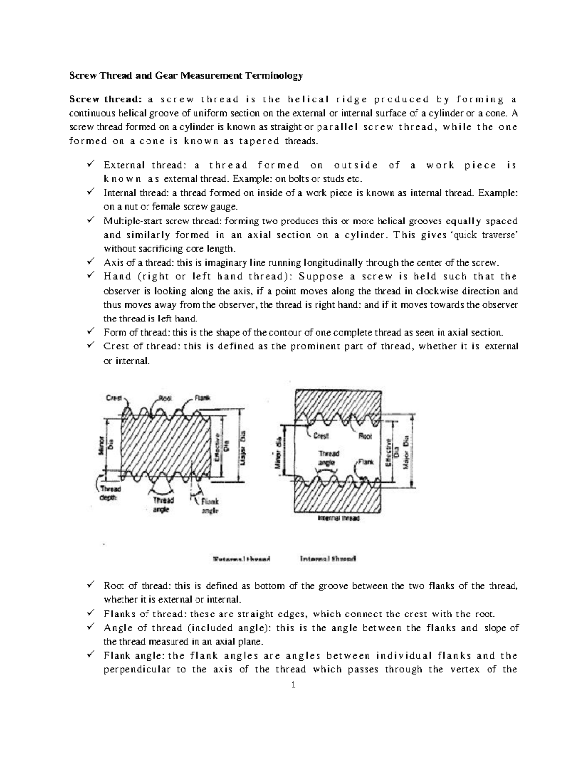 Screw Thread and Gear Measurement Terminology - A screw thread formed ...