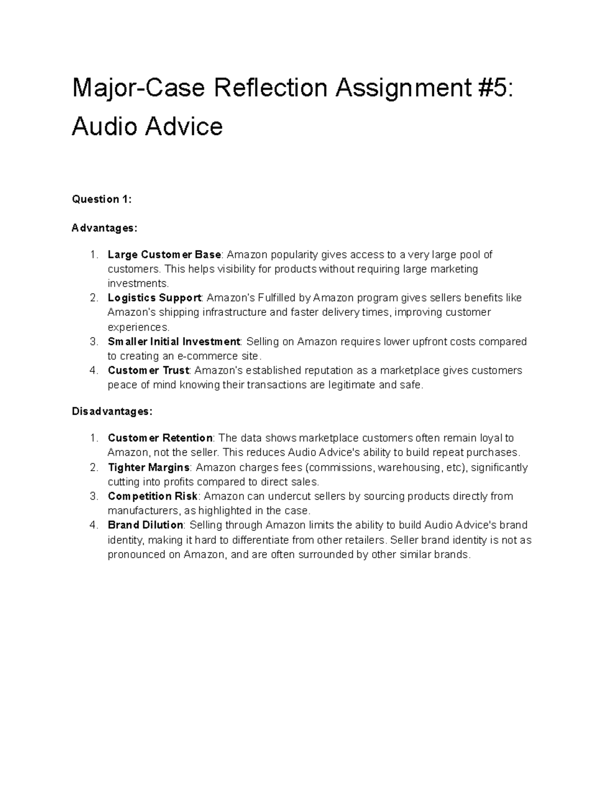 Major-Case Reflection Assignment #5 Audio Advice - Major-Case ...