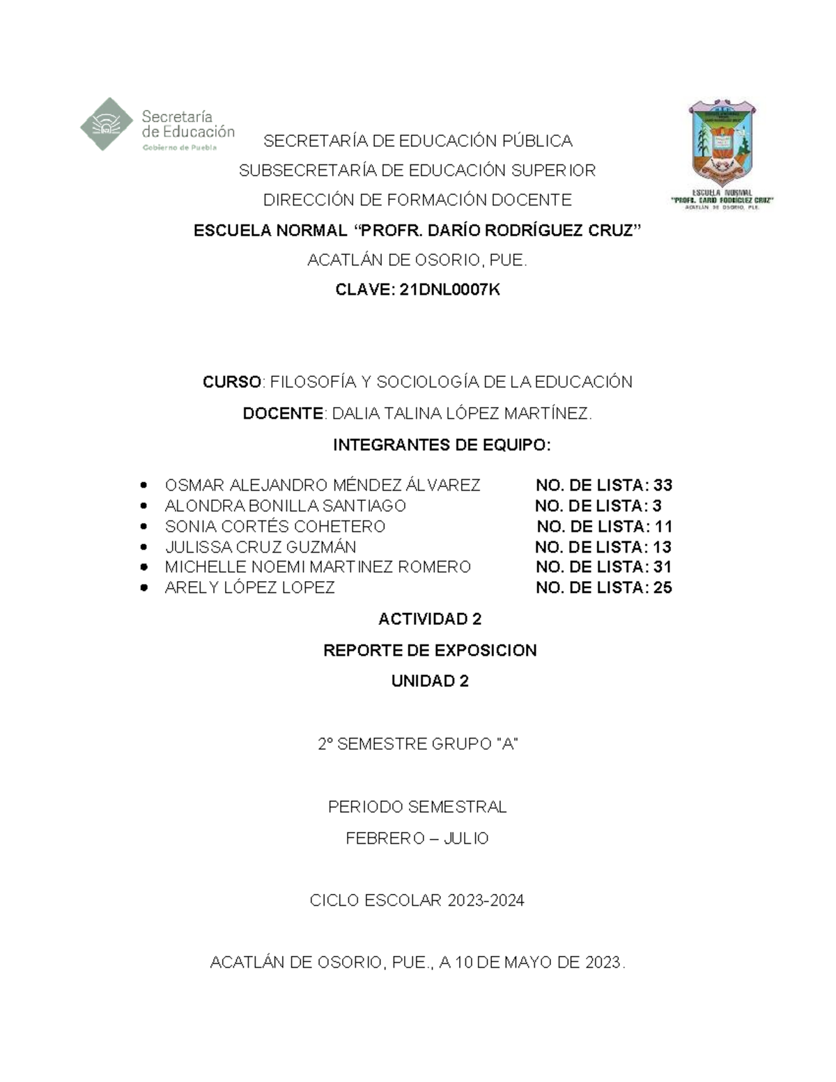 Actividad 2 Unidad II. Filosofía - SECRETARÍA DE EDUCACIÓN PÚBLICA ...